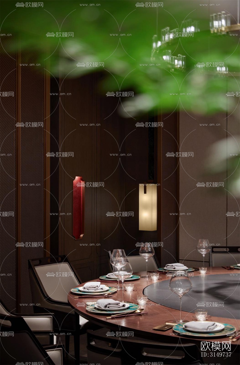 新中式中餐厅效果图效果图-设计效果图ID:3149737-欧模网