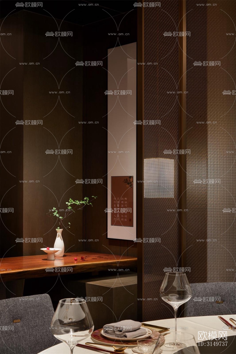 新中式中餐厅效果图效果图-设计效果图ID:3149737-欧模网