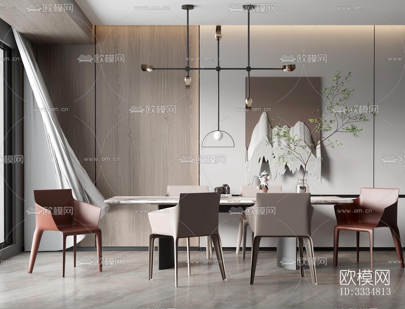 现代餐厅效果图-免费3dmax模型库-欧模网