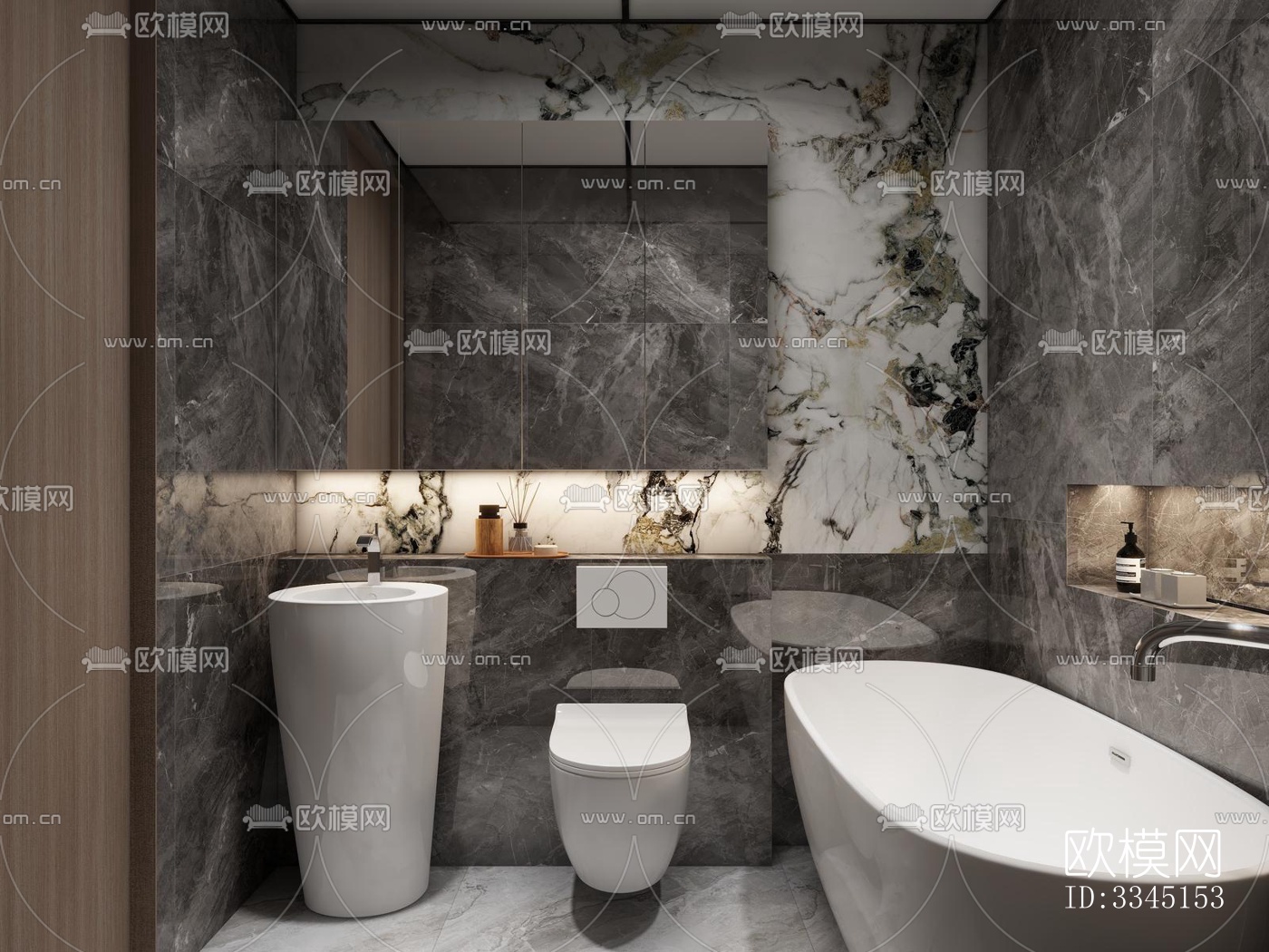 现代卫生间效果图-免费3dmax模型库-欧模网