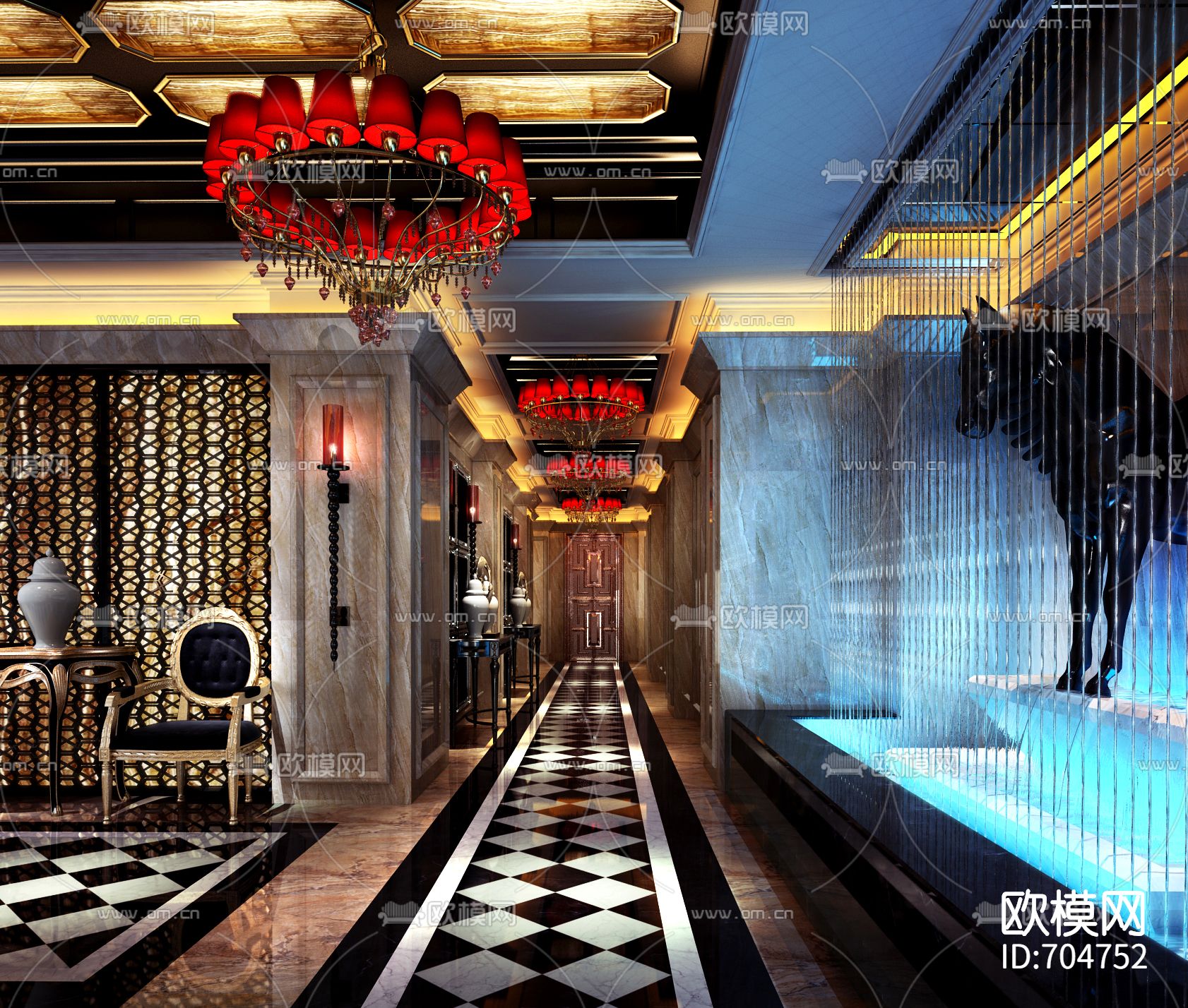 欧式轻奢KTV效果图CAD施工图-免费3dmax模型库-欧模网