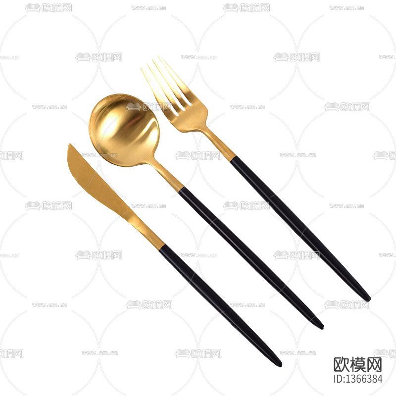 北欧简约黄铜餐具-软装图片免费下载-欧模网
