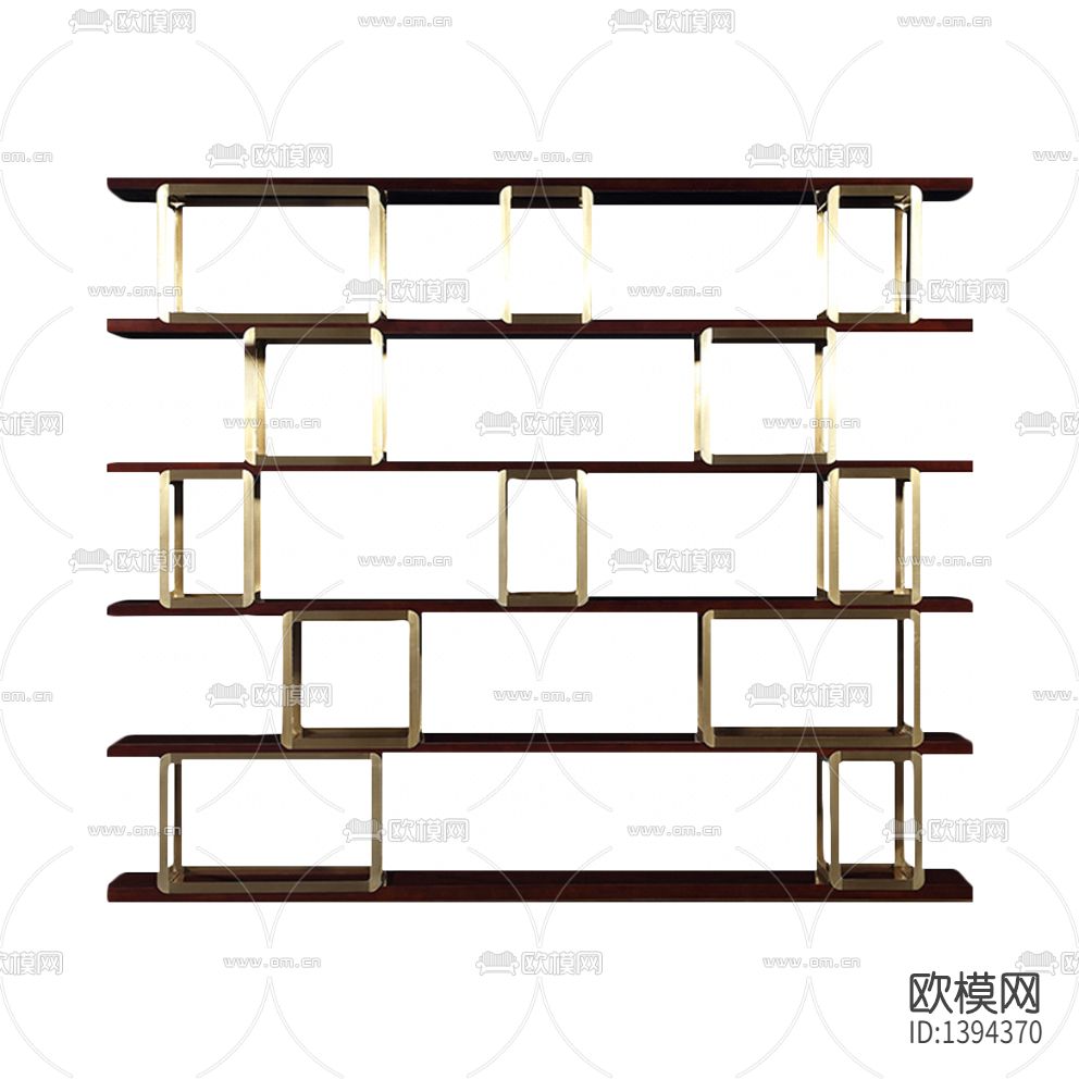 现代轻奢实木不锈钢陈列架-软装图片免费下载-欧模网