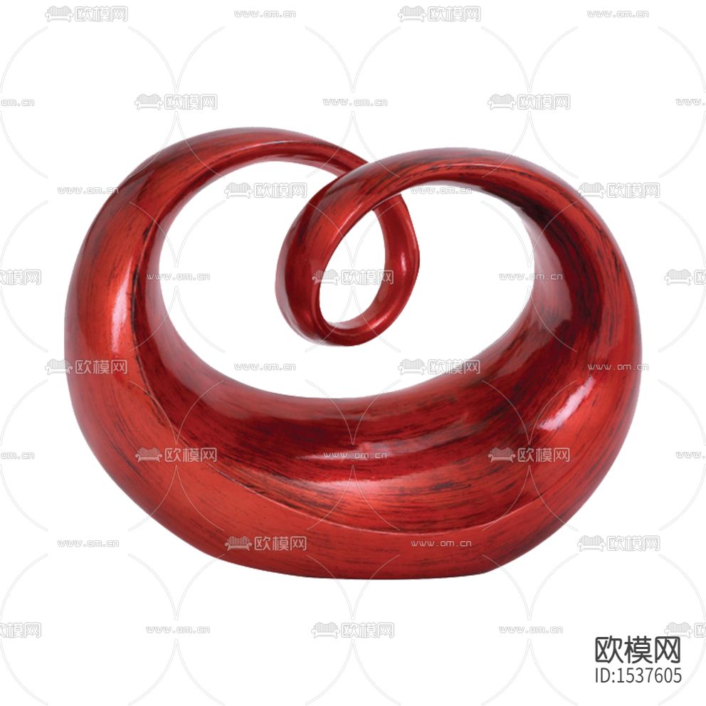 现代简约红色异形实木摆件-软装图片免费下载-欧模网