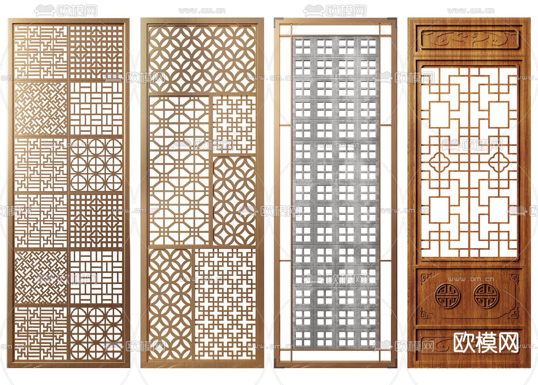 新中式实木屏风隔断3d模型下载_ID11436511_3dmax免费模型-欧模网