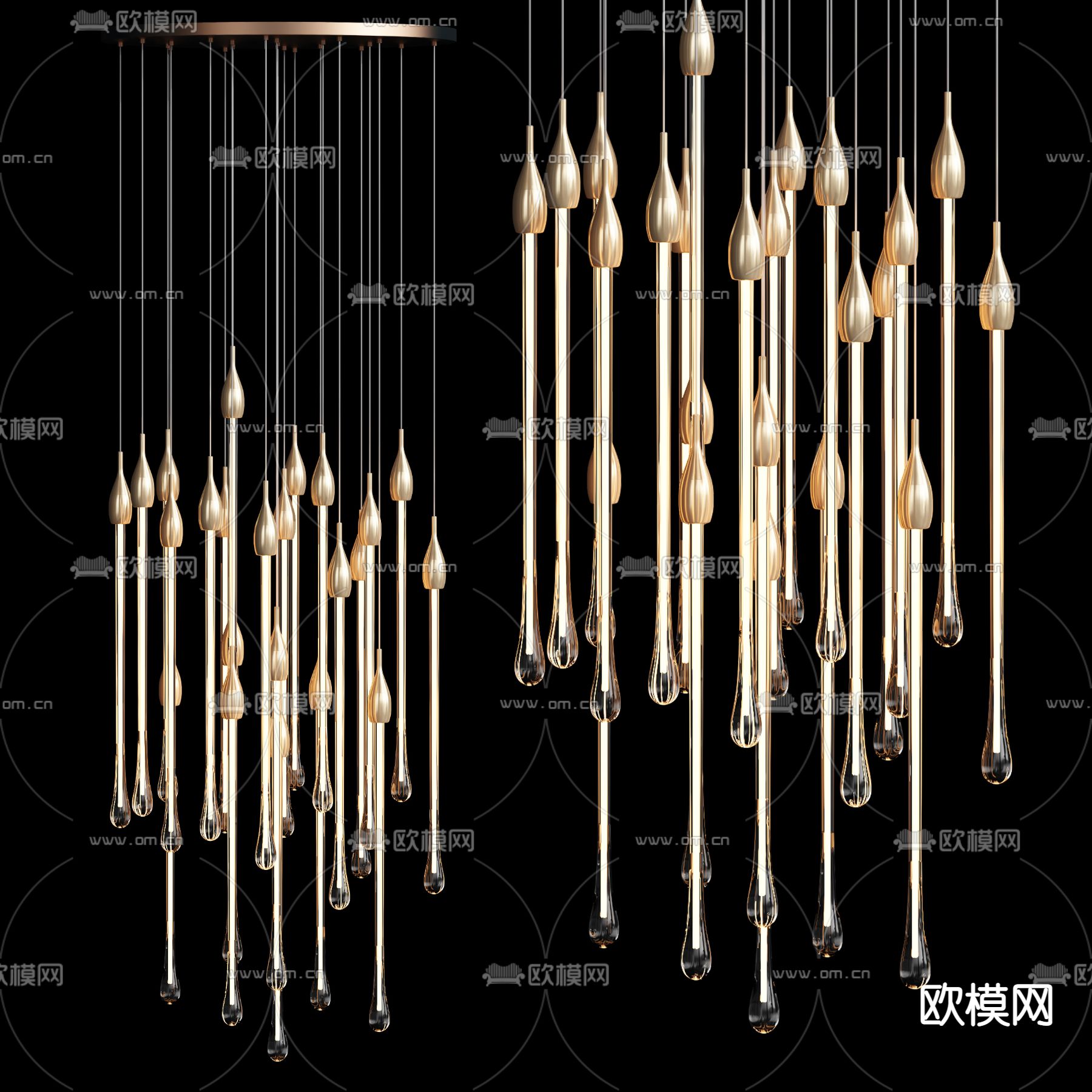 现代条形水晶装饰吊灯3d模型下载_ID11547391_3dmax免费模型-欧模网