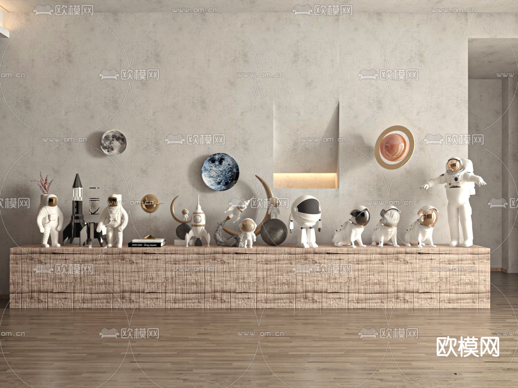 现代宇航员雕塑摆件3d模型下载_ID11548890_3dmax免费模型-欧模网