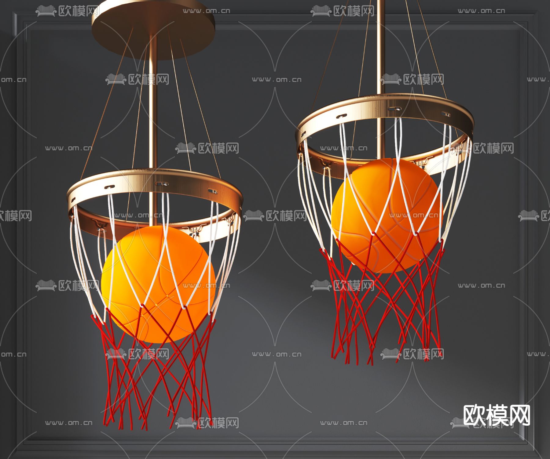 现代篮筐篮球装饰吊灯3d模型下载_ID11602053_3dmax免费模型-欧模网