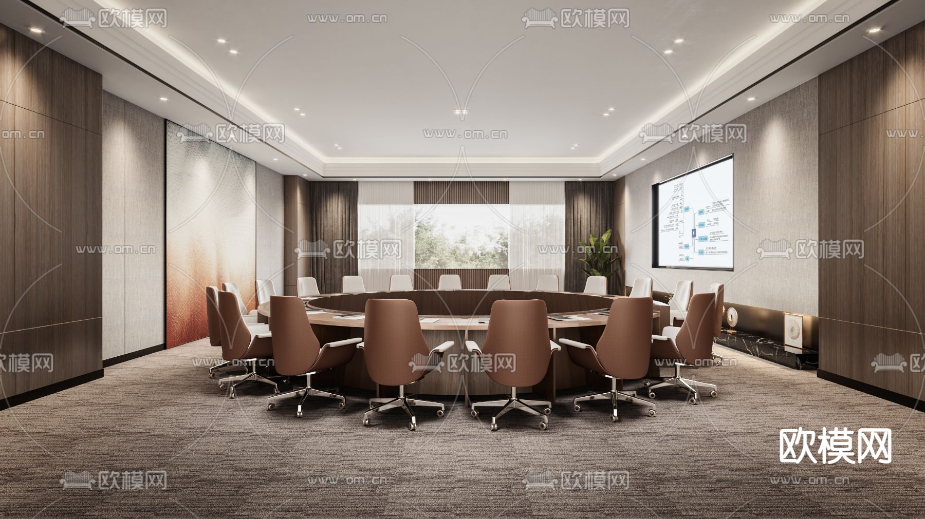 现代会议室3d模型下载_ID11609716_3dmax免费模型-欧模网