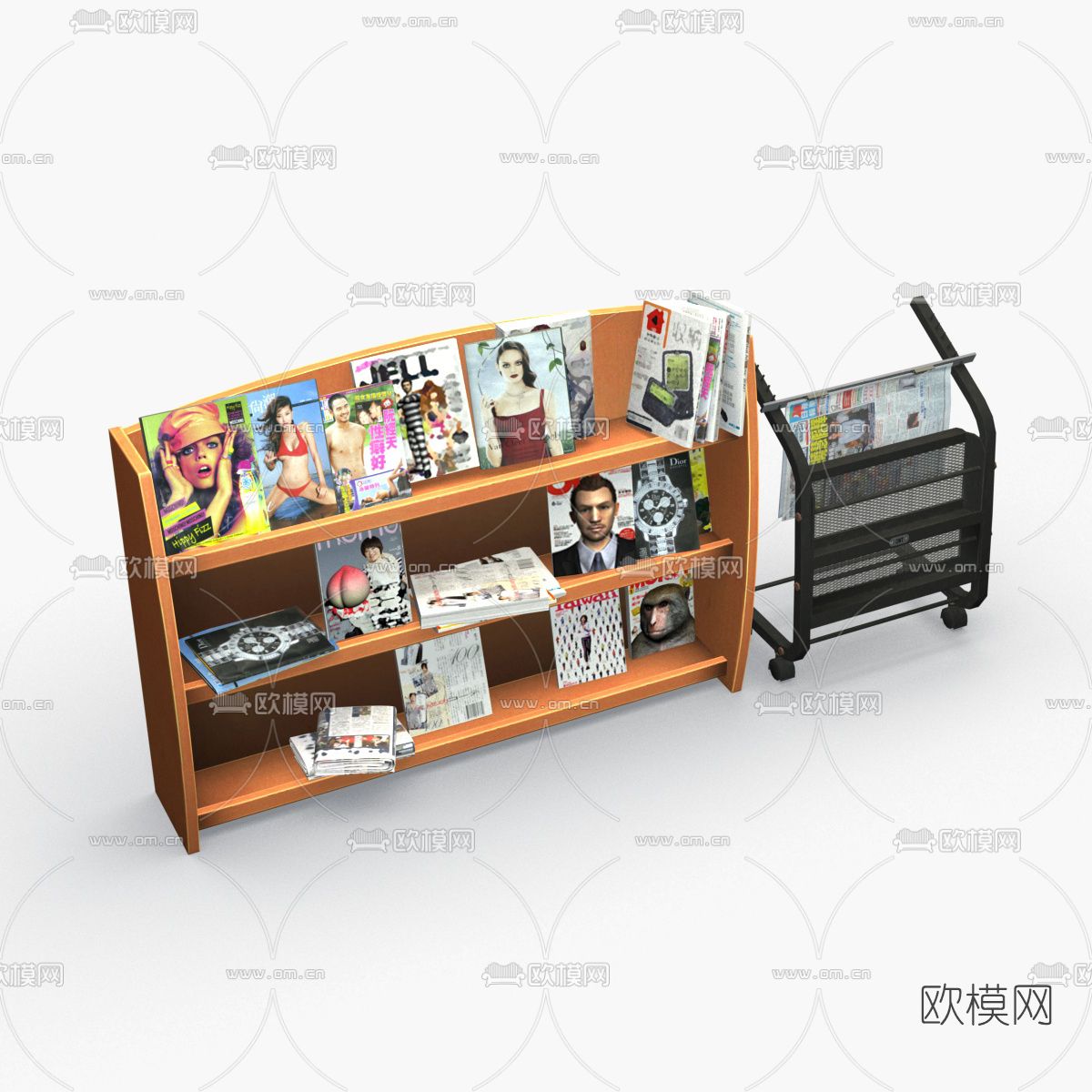 现代木质报刊架免费3d模型下载_ID11641683_3dmax免费模型-欧模网