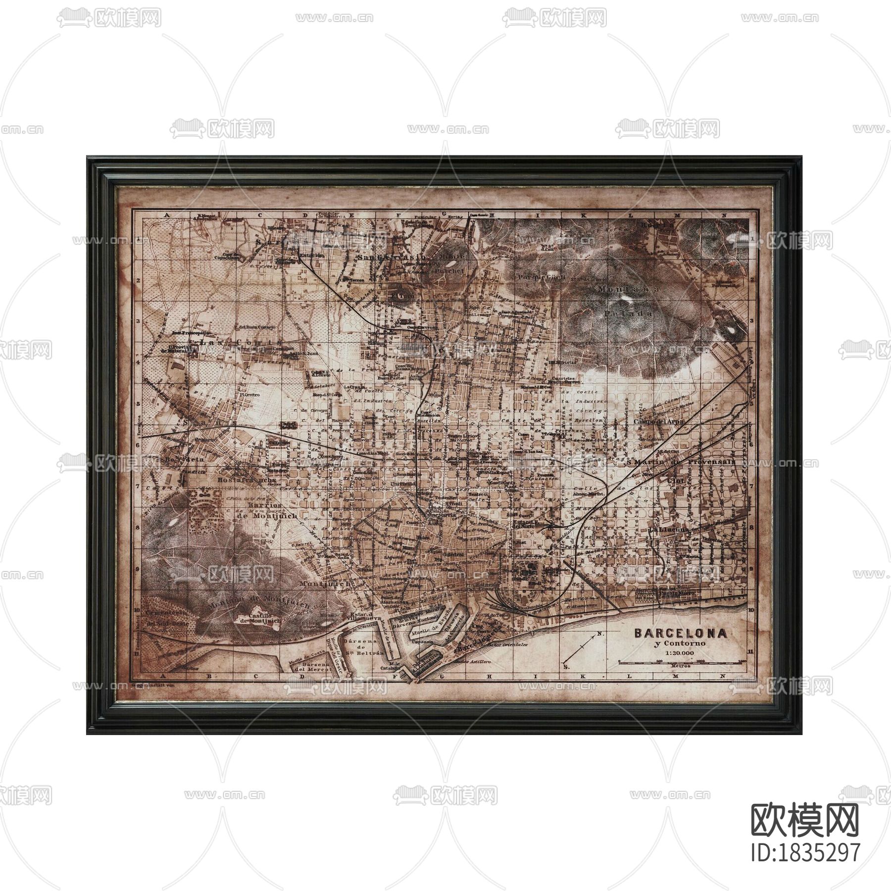 复古地图-免费3dmax模型库-欧模网