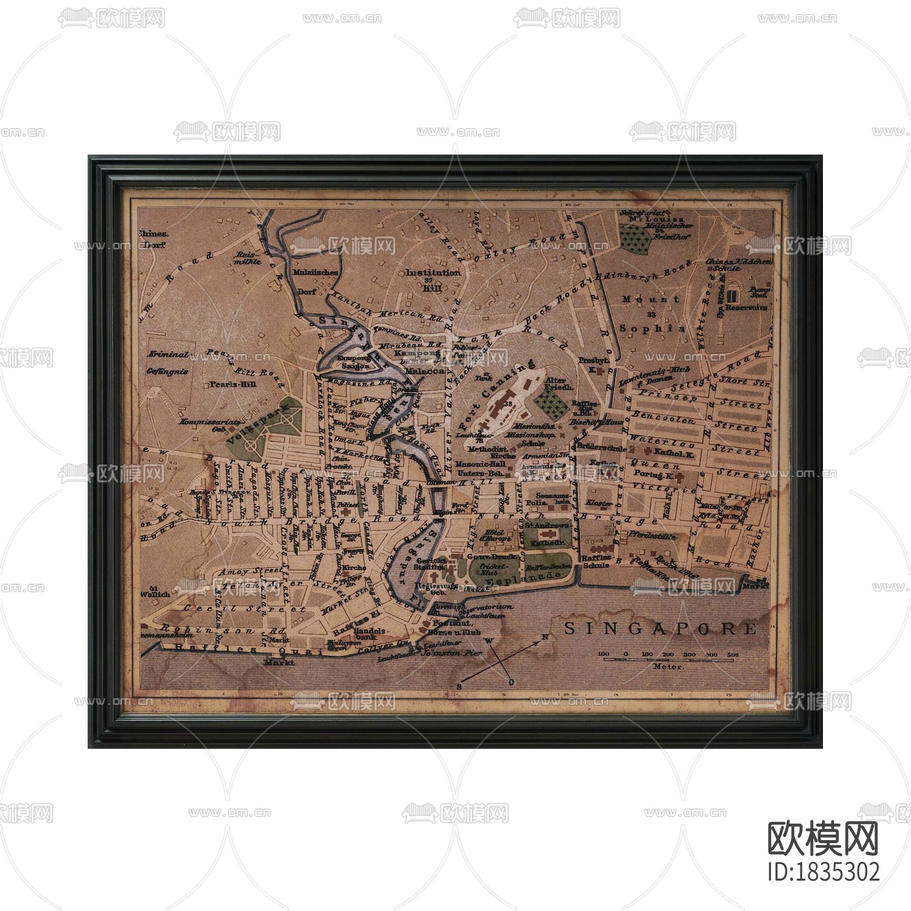 复古地图-免费3dmax模型库-欧模网