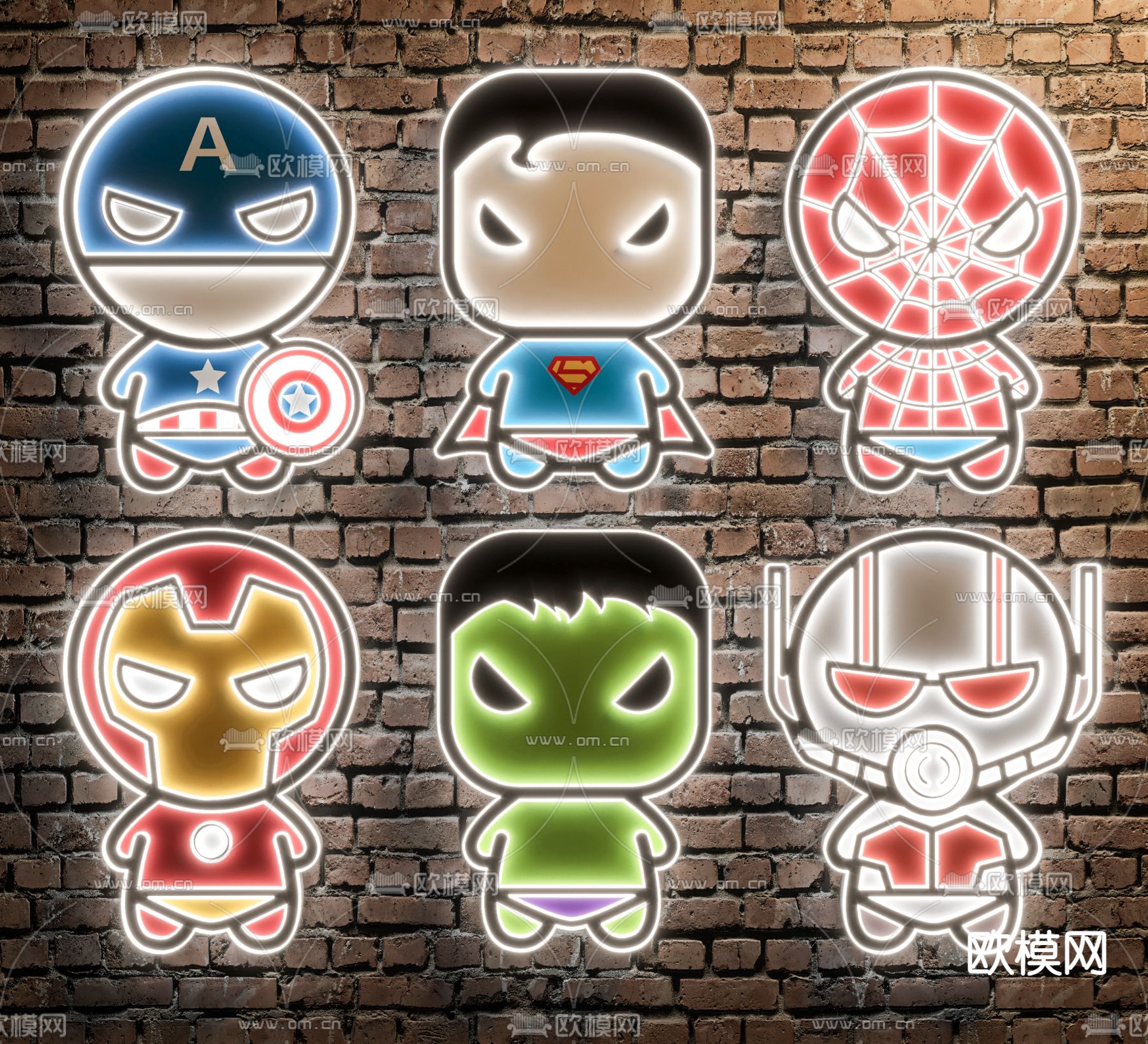 现代卡通漫威霓虹灯su模型下载_ID11710550_sketchup模型下载-欧模网