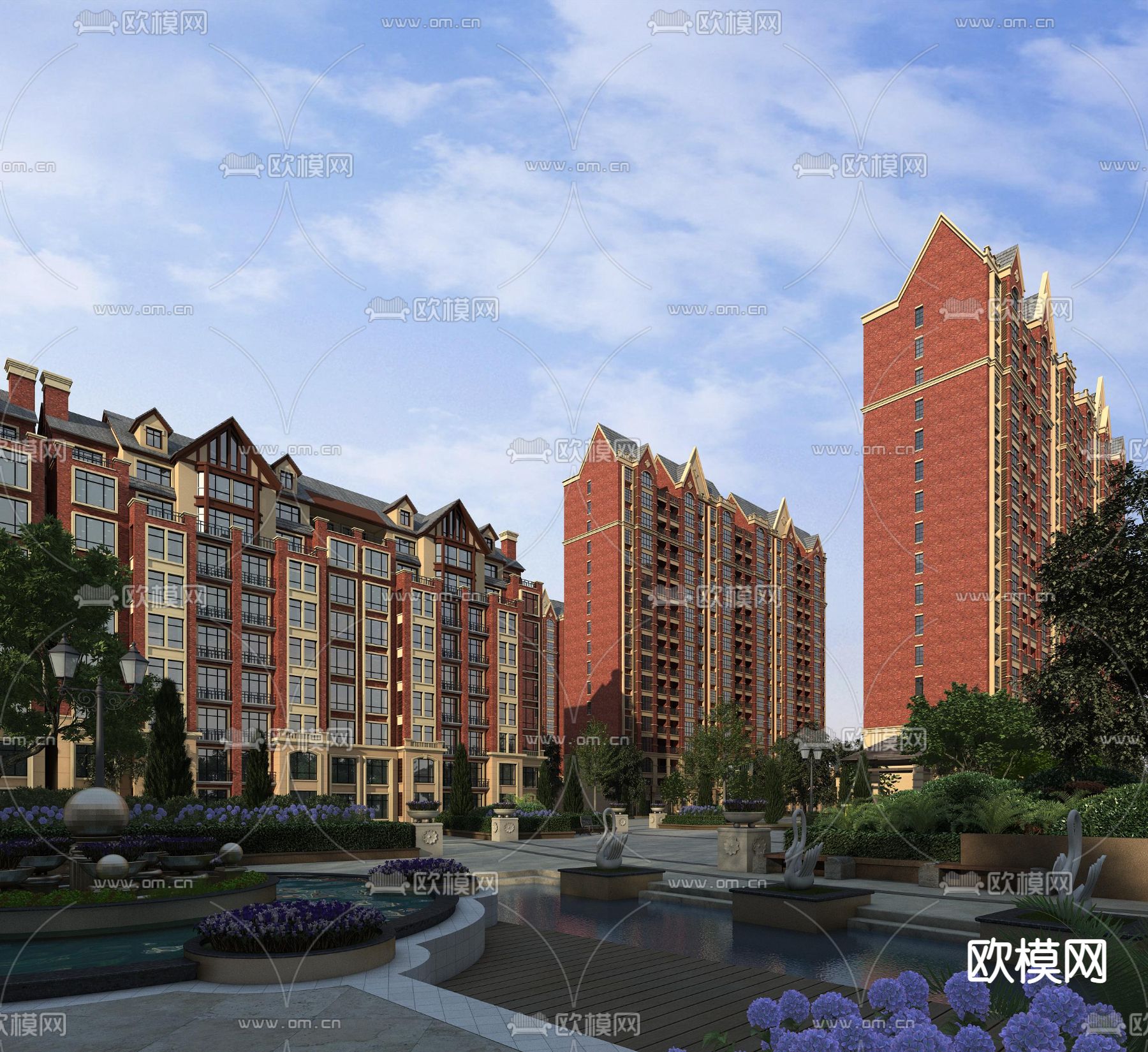 欧式高层住宅楼外观3d模型下载_ID11795051_3dmax免费模型-欧模网