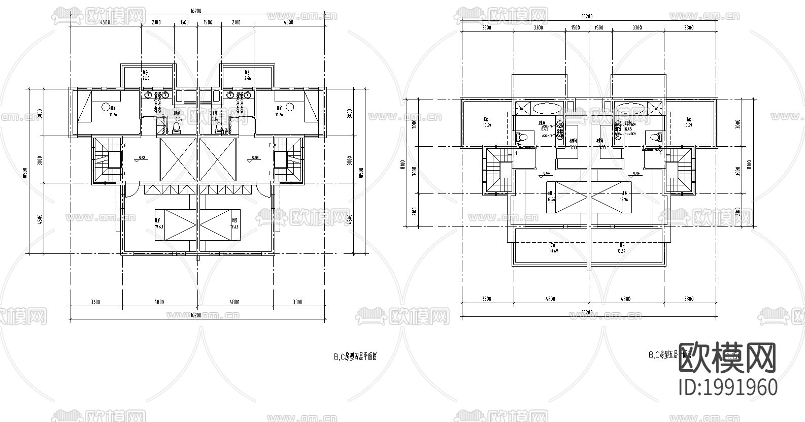 小区住宅cad平面图 免费3dmax模型库 欧模网