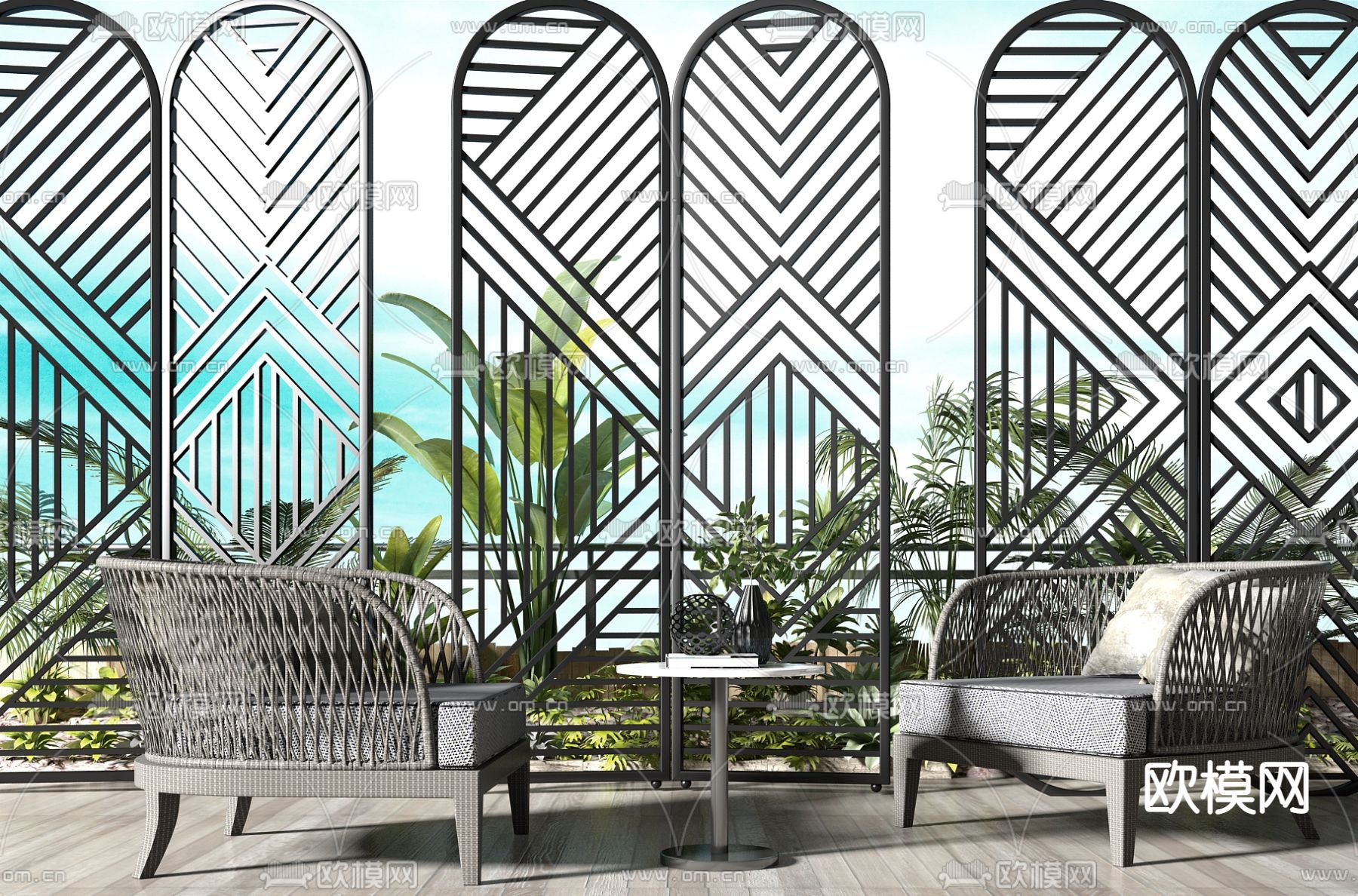 现代绳编户外休闲椅3d模型下载_ID11840336_3dmax免费模型-欧模网
