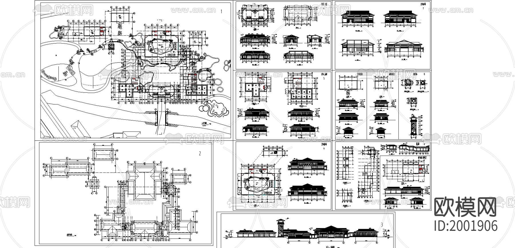 温泉浴场cad施工图-免费3dmax模型库-欧模网