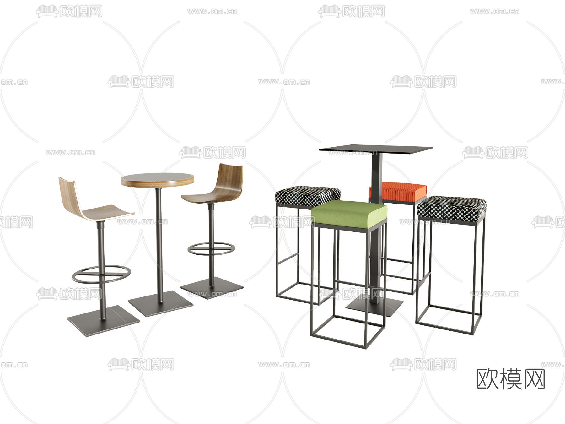 现代吧台椅吧台桌3d模型下载_ID11856189_3dmax免费模型-欧模网