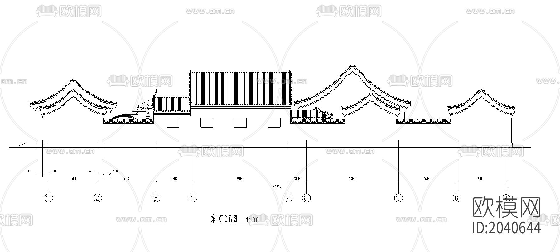 四合院节点大样-免费3dmax模型库-欧模网