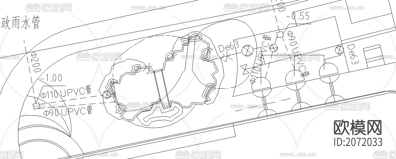 公园向辰园给排水设计CAD图-免费3dmax模型库-欧模网
