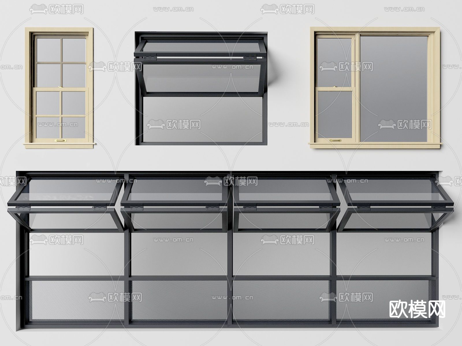 现代上下折叠窗3d模型下载_ID11914550_3dmax免费模型-欧模网