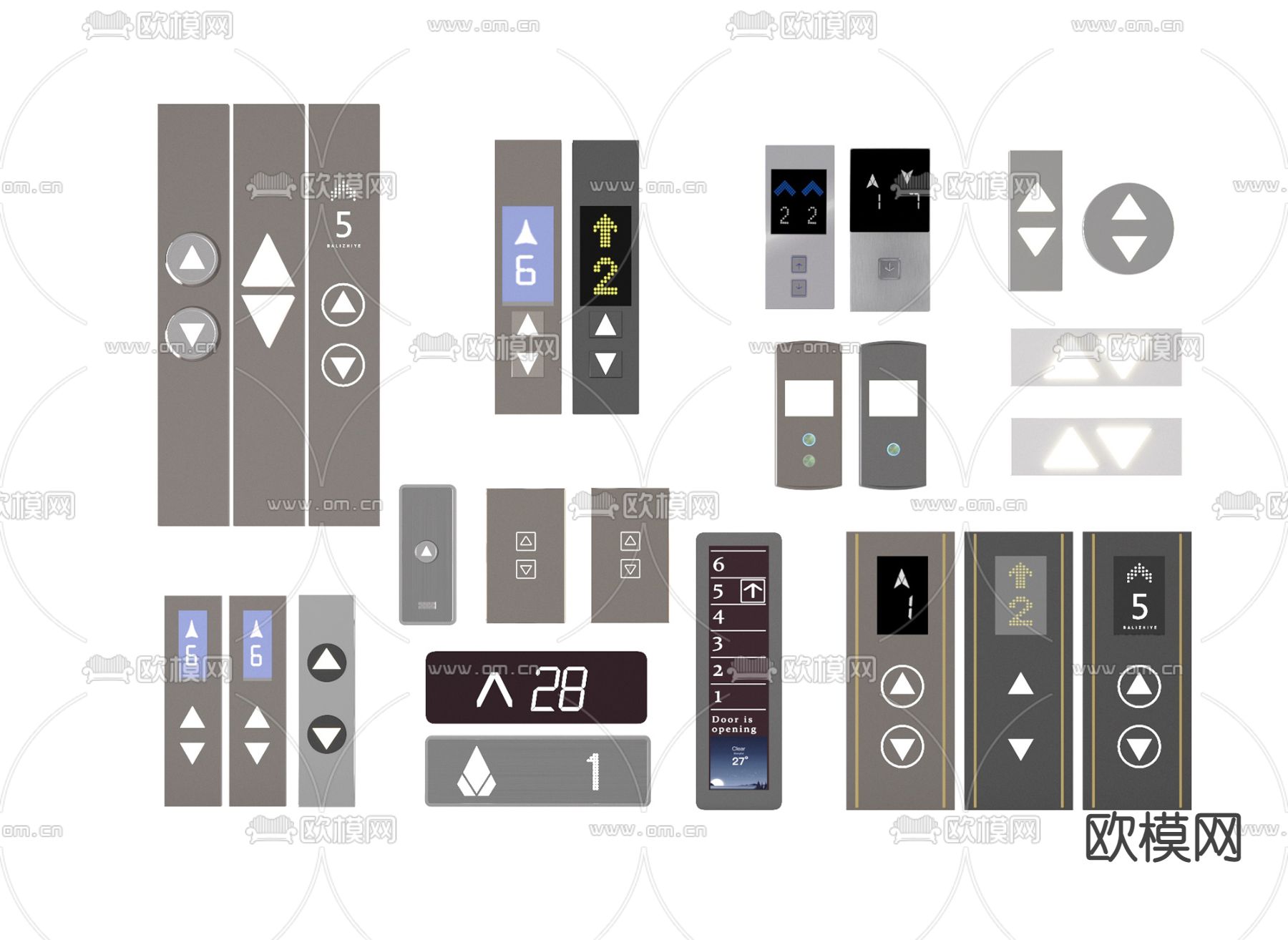 现代电梯按键显示屏su模型下载_ID11957142_sketchup模型下载-欧模网