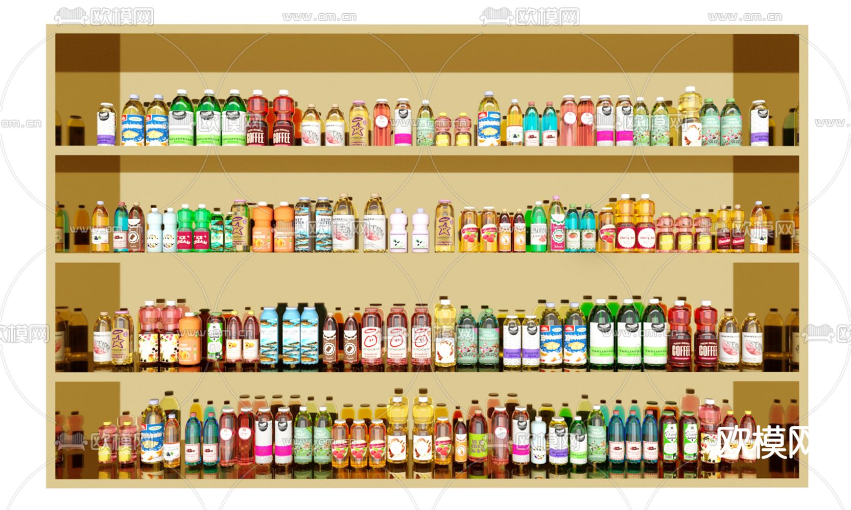 超市酒水饮料货架柜3d模型下载_ID11978930_3dmax免费模型-欧模网