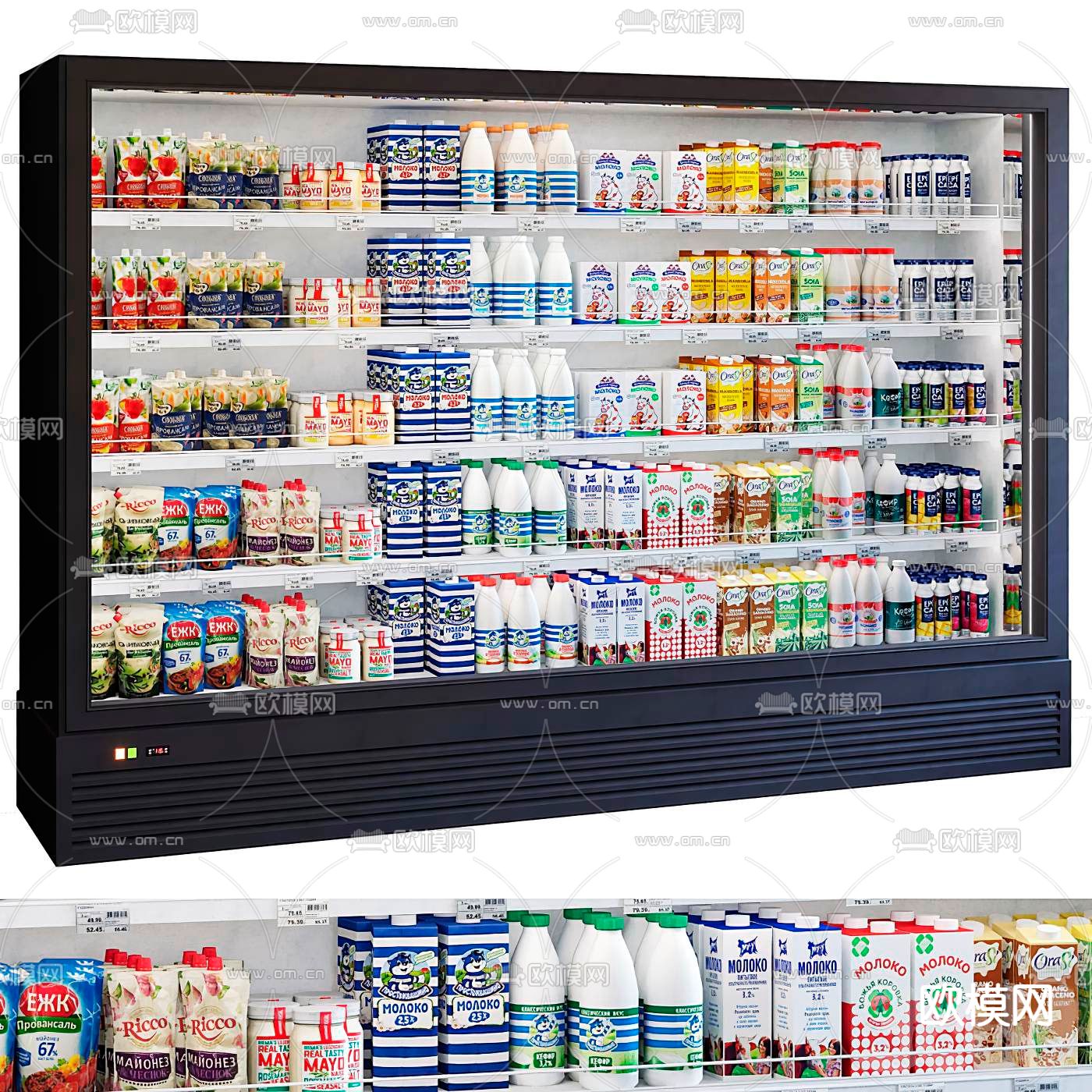 现代超市饮料货架冷柜3d模型下载_ID11983370_3dmax免费模型-欧模网