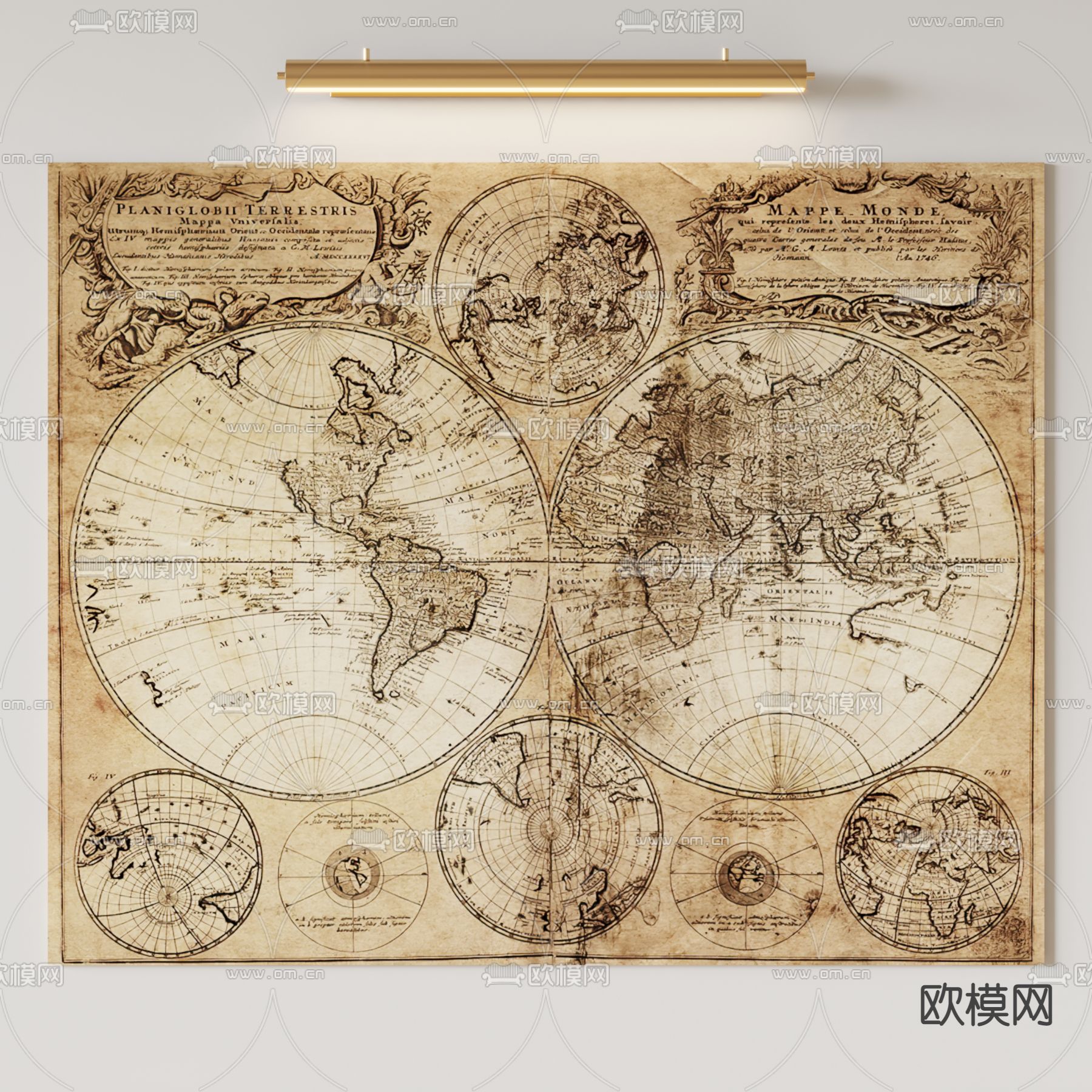 现代复古地图海报su模型下载_ID12005764_sketchup模型下载-欧模网