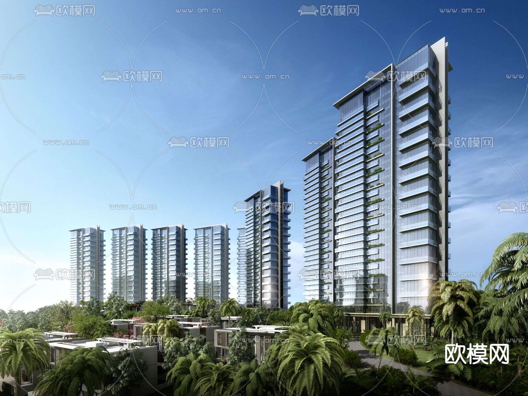 现代高层住宅楼建筑外观3d模型下载_ID12022316_3dmax免费模型-欧模网