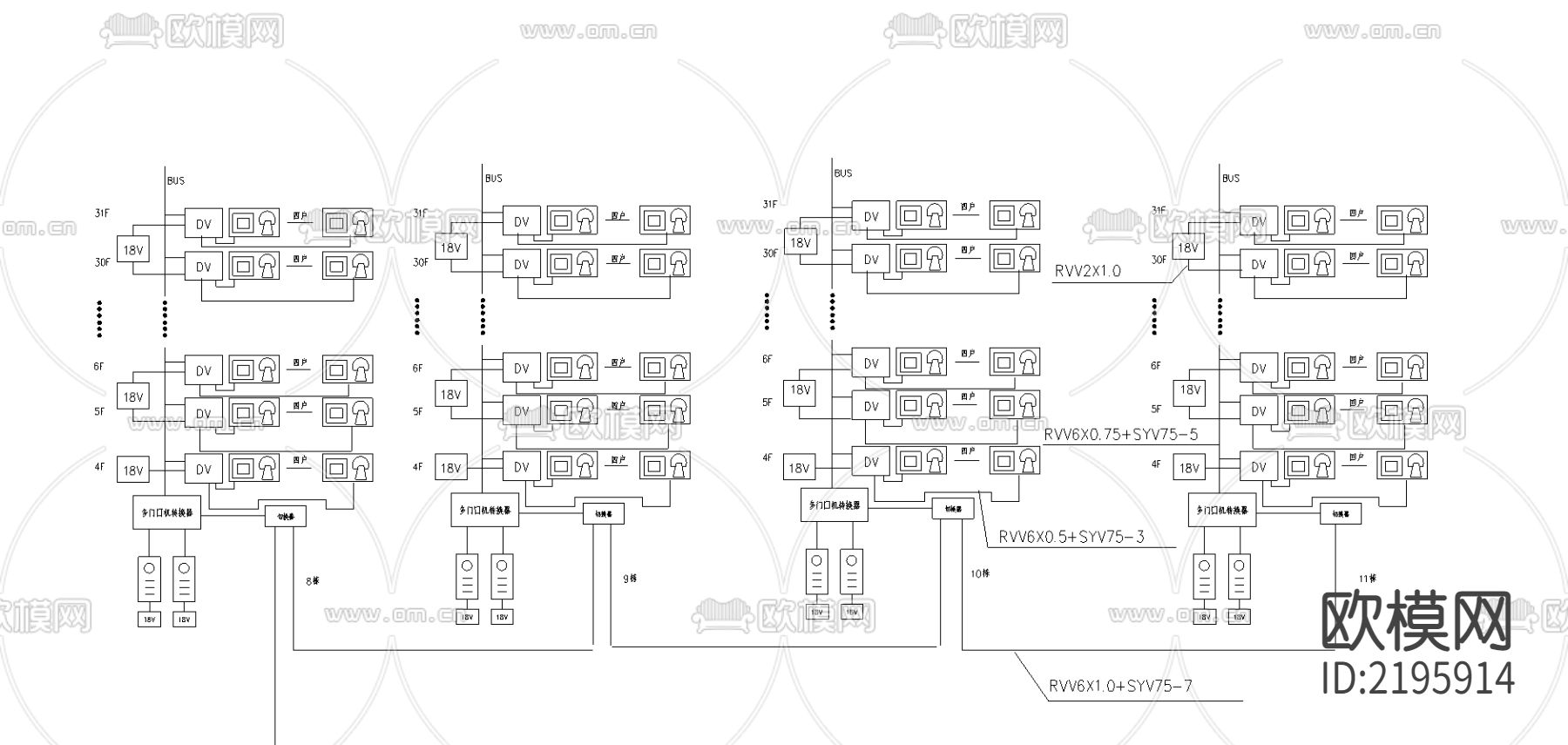 小区安防系统cad图库-免费3dmax模型库-欧模网