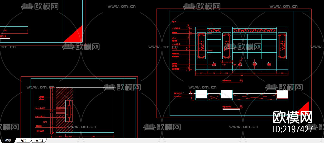 KTV包箱cad施工图-免费3dmax模型库-欧模网