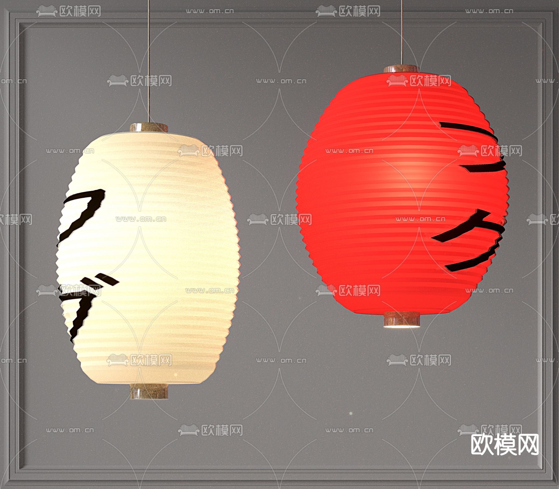 日式创意灯笼吊灯su模型下载_ID12033476_sketchup模型下载-欧模网