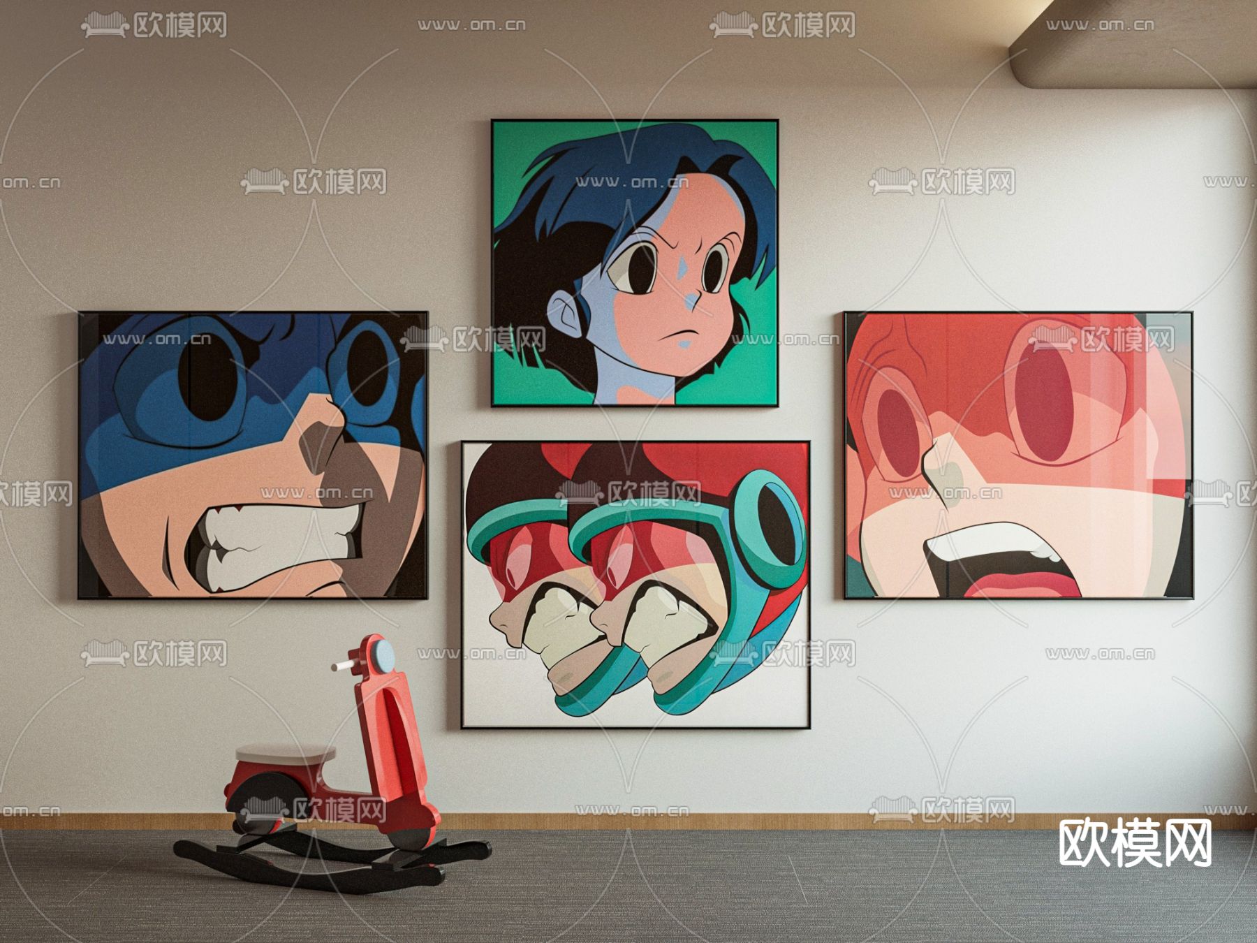 aokizy现代艺术家装饰画3d模型下载_ID12039205_3dmax免费模型-欧模网