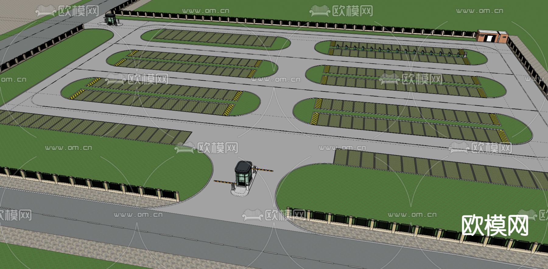 现代露天停车场su模型下载_ID12044779_sketchup模型下载-欧模网