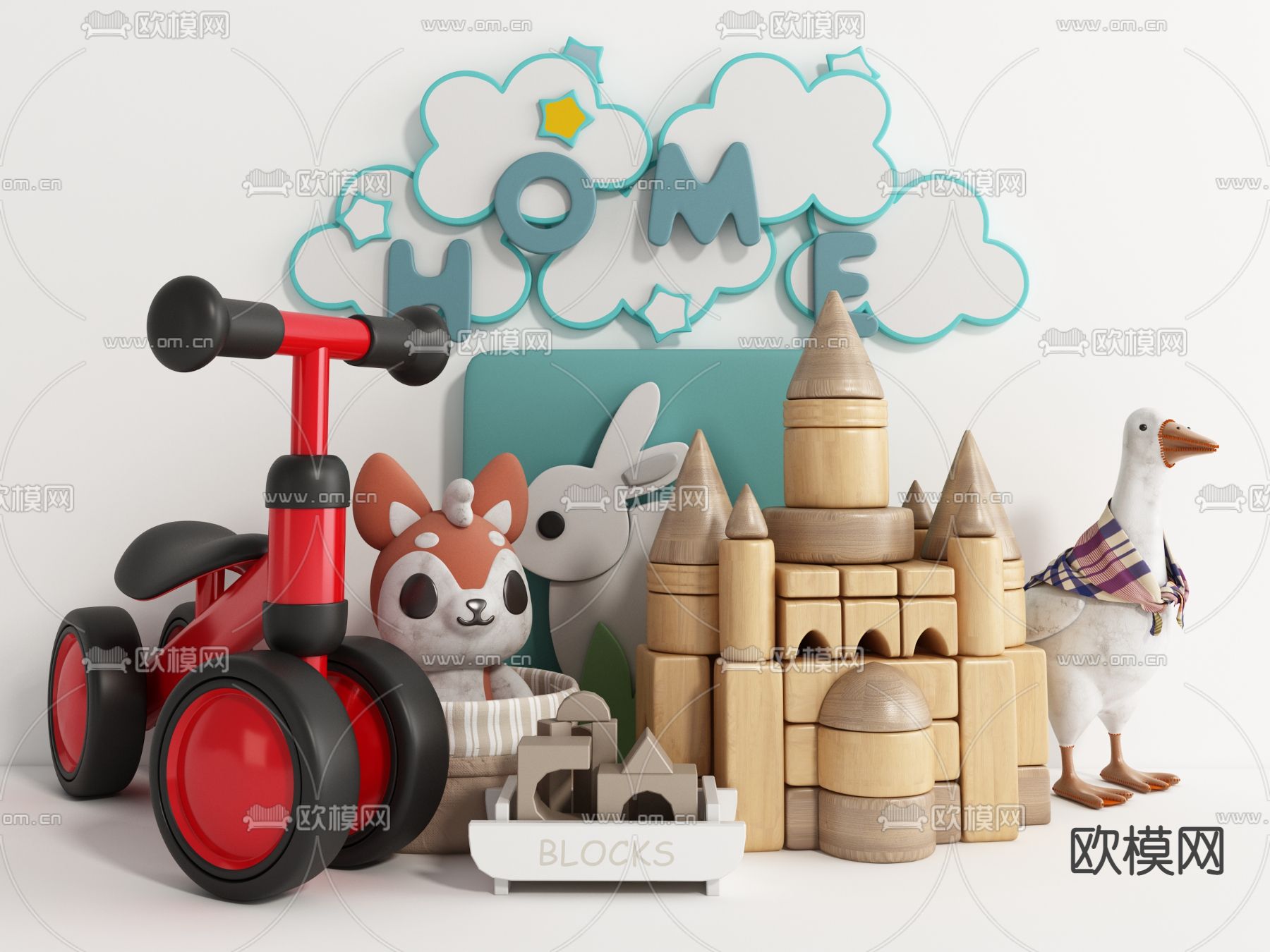 现代城堡积木公仔玩具3d模型下载_ID12047933_3dmax免费模型-欧模网