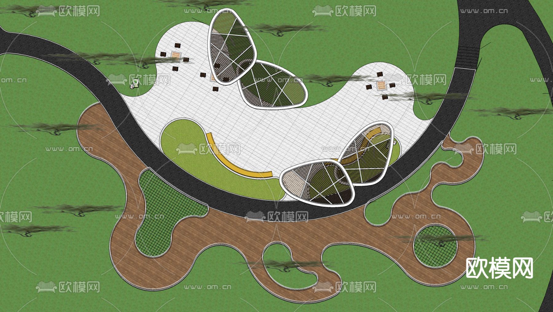 现代休闲廊架su模型下载_ID12047762_sketchup模型下载-欧模网