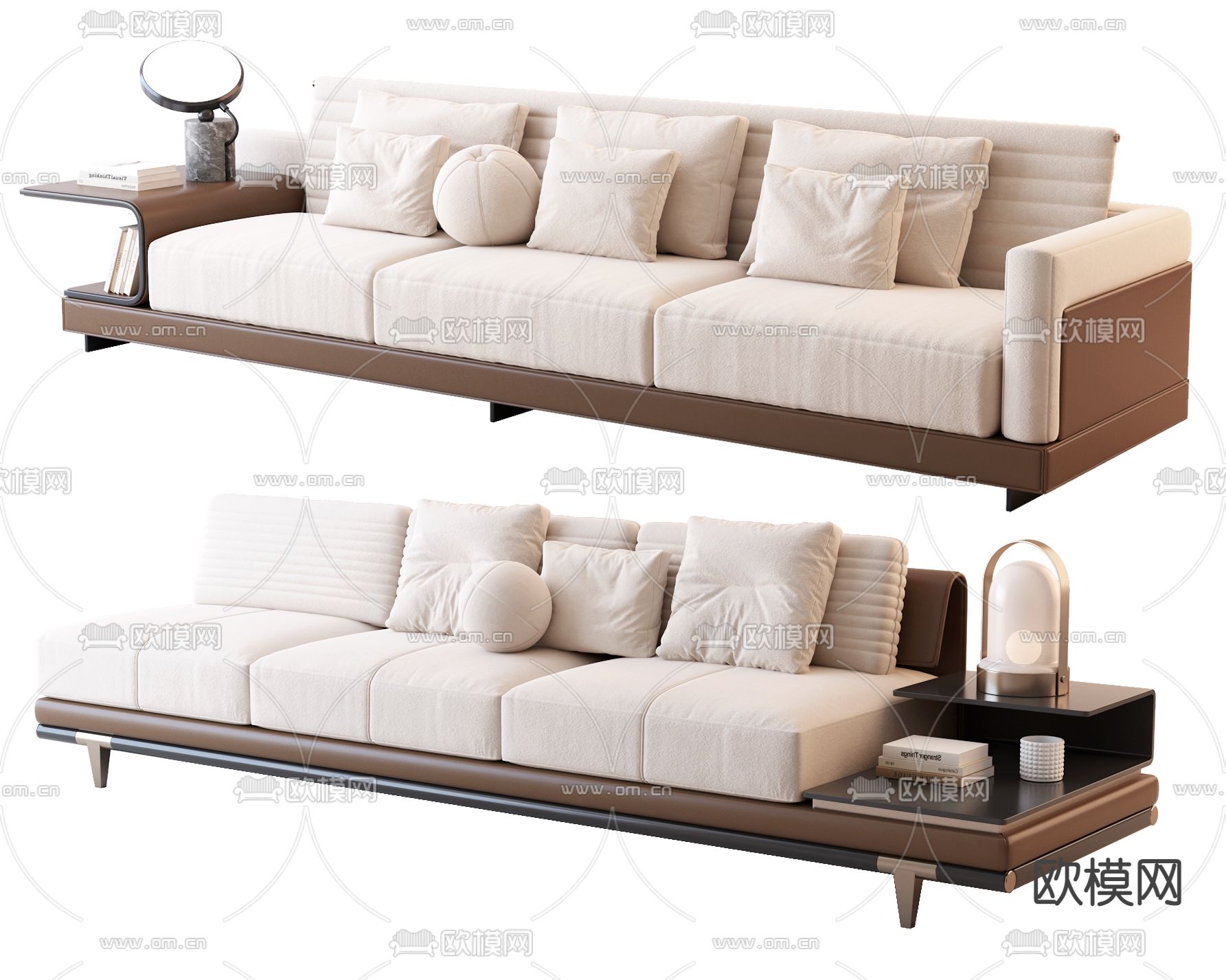 现代白色多人沙发3d模型下载_ID12059547_3dmax免费模型-欧模网