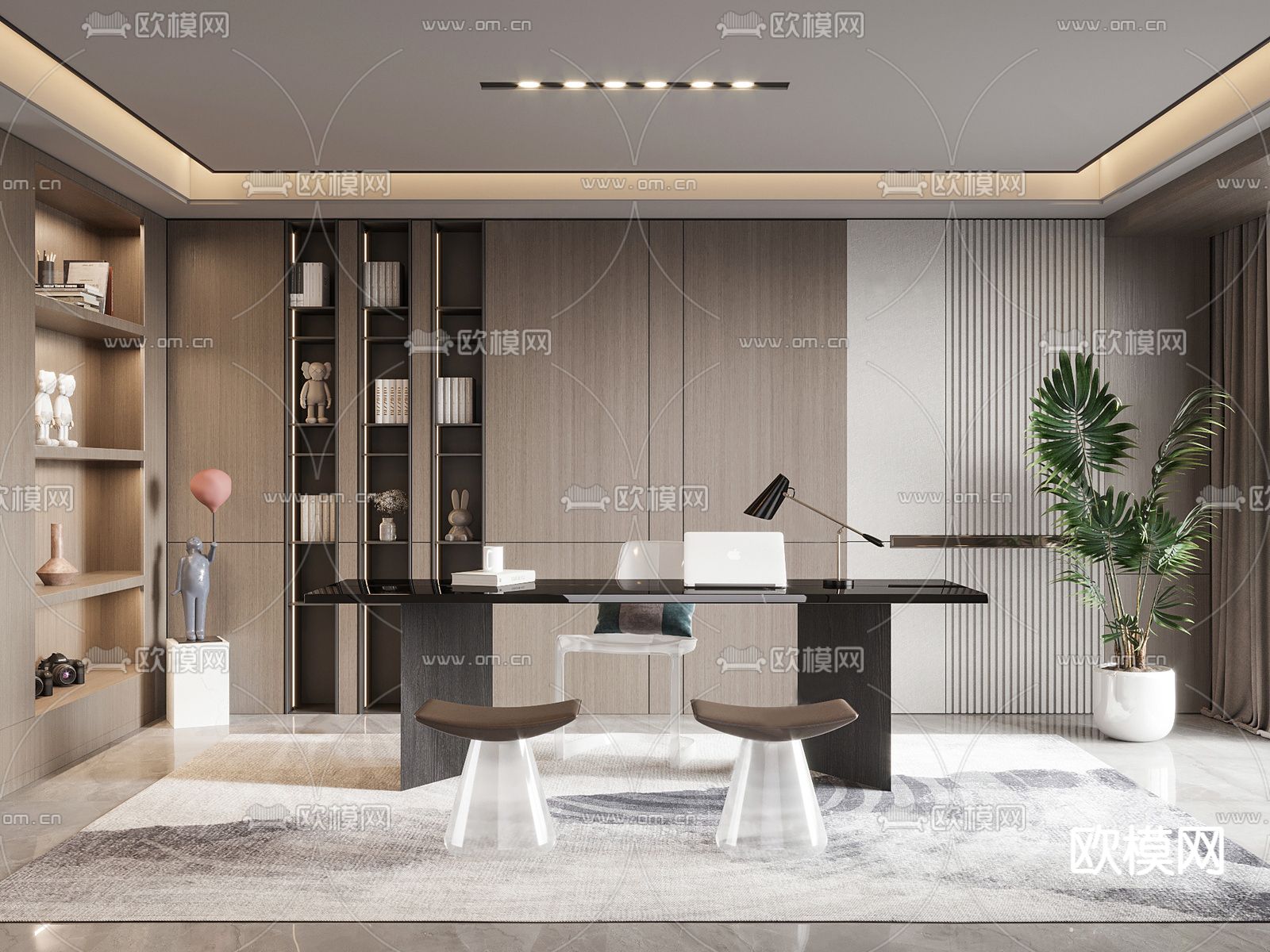 现代书房su模型下载_ID12059259_sketchup模型下载-欧模网