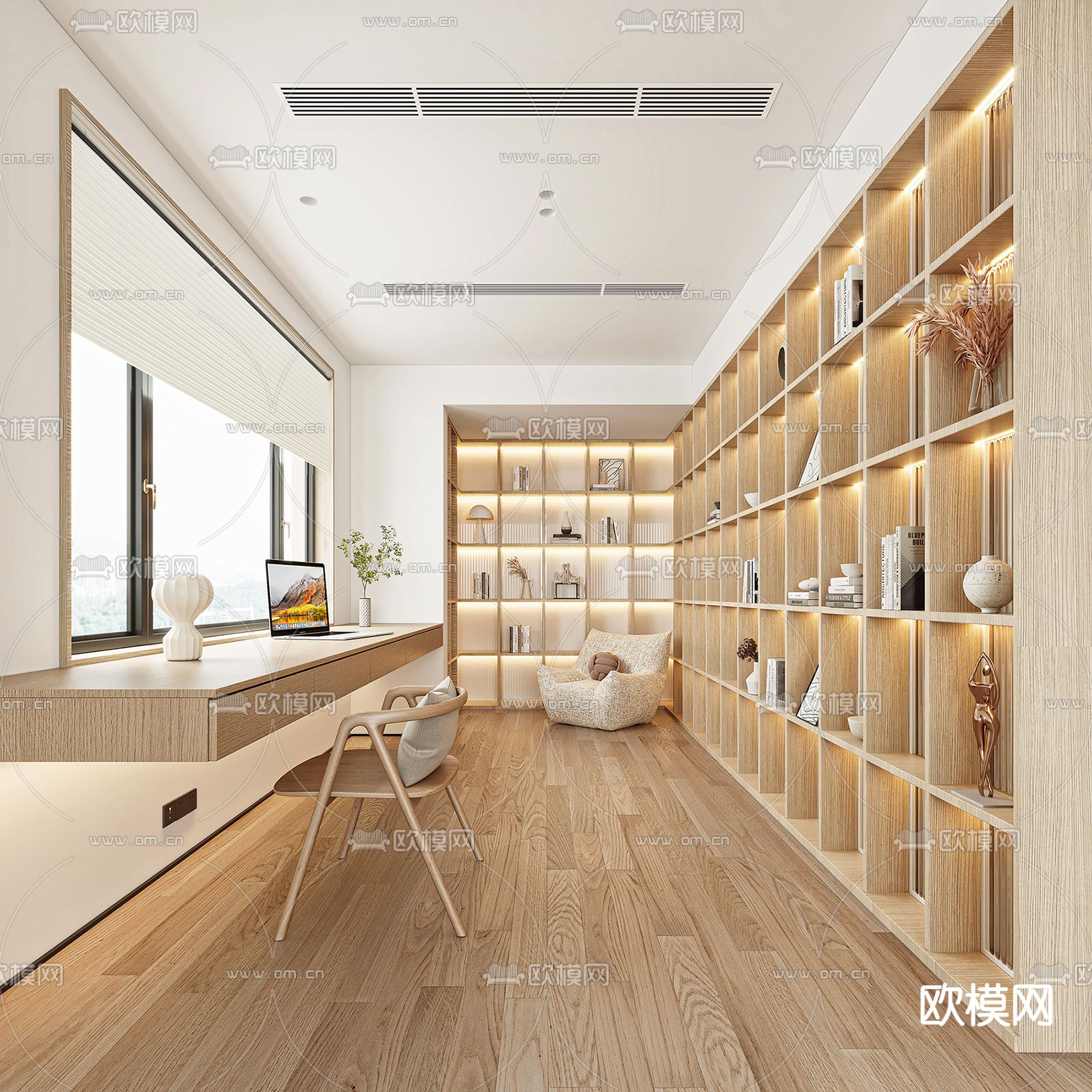 北欧书房su模型下载_ID12065397_sketchup模型下载-欧模网