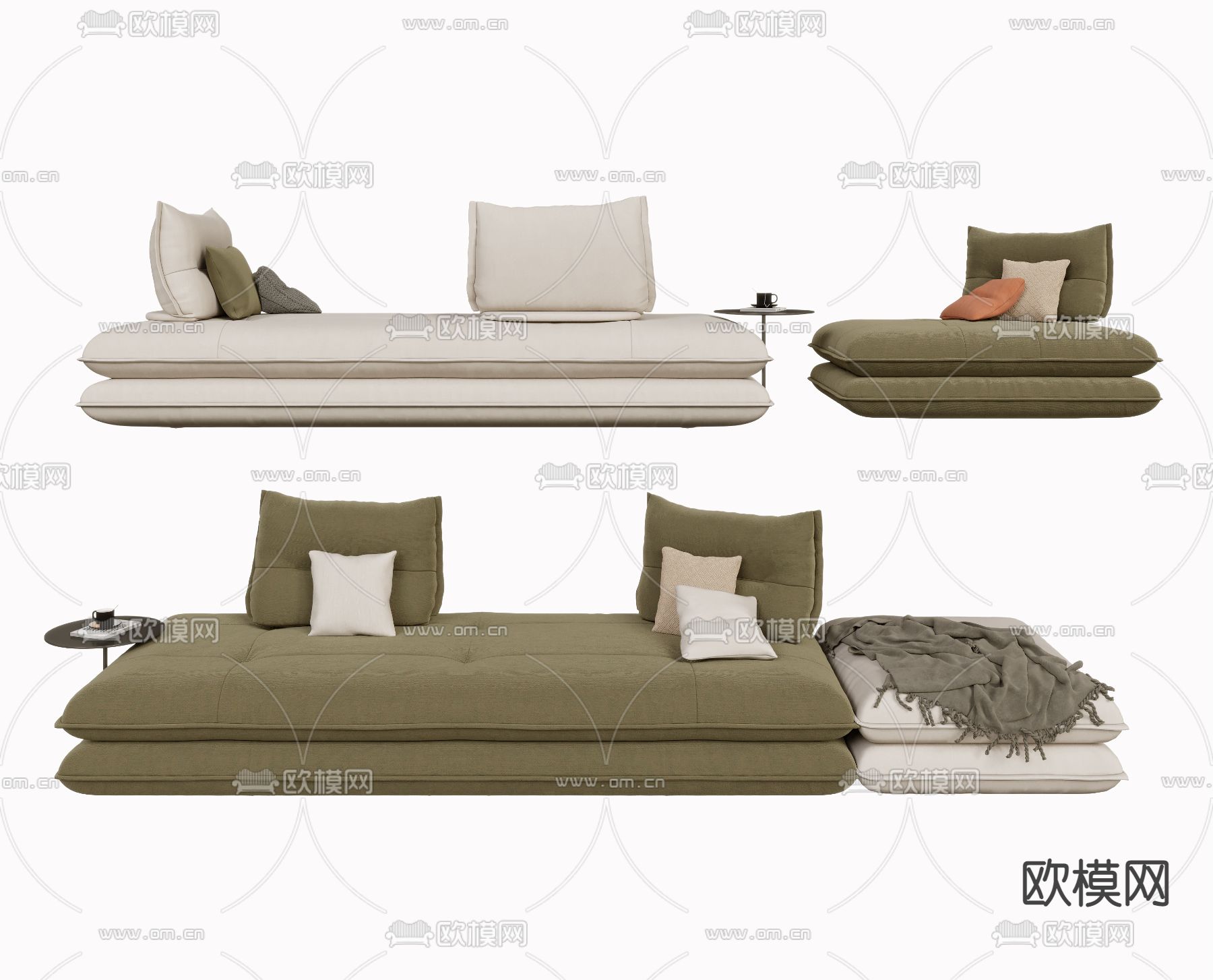 现代布艺拼接软体沙发3d模型下载_ID12064542_3dmax免费模型-欧模网