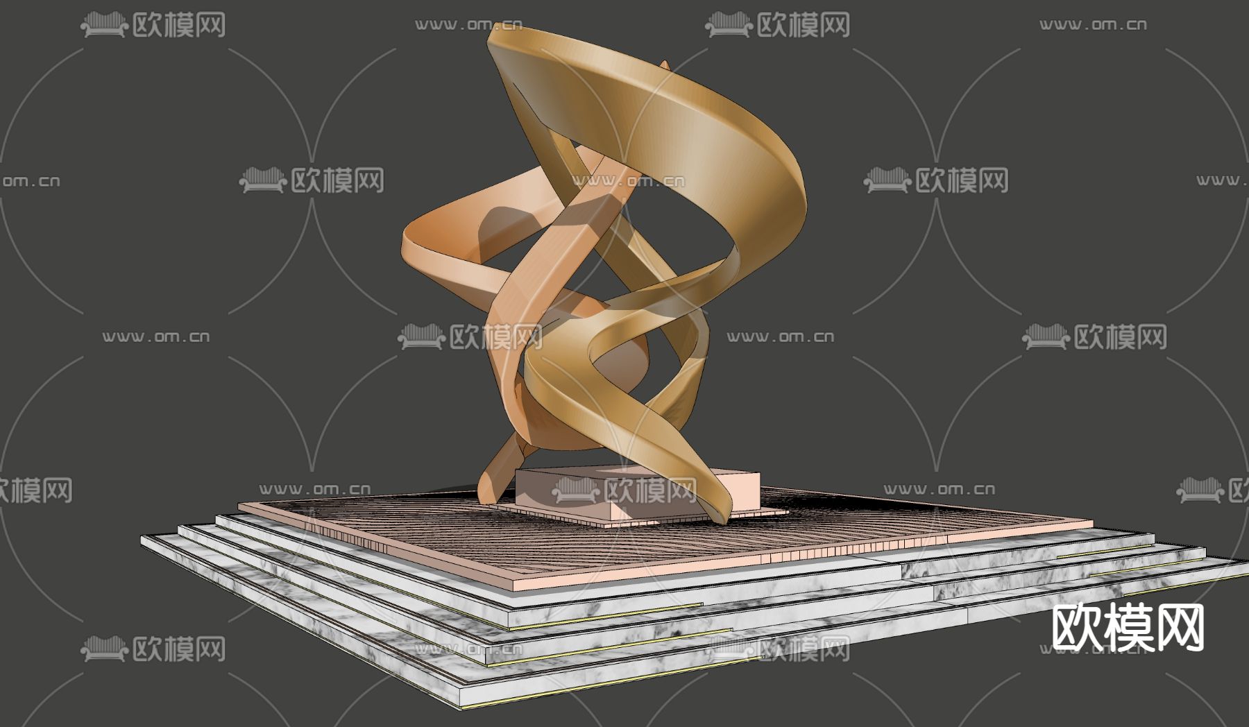 现代扭曲缠绕金属雕塑su模型下载_ID：12069277_sketchup模型下载-欧模网