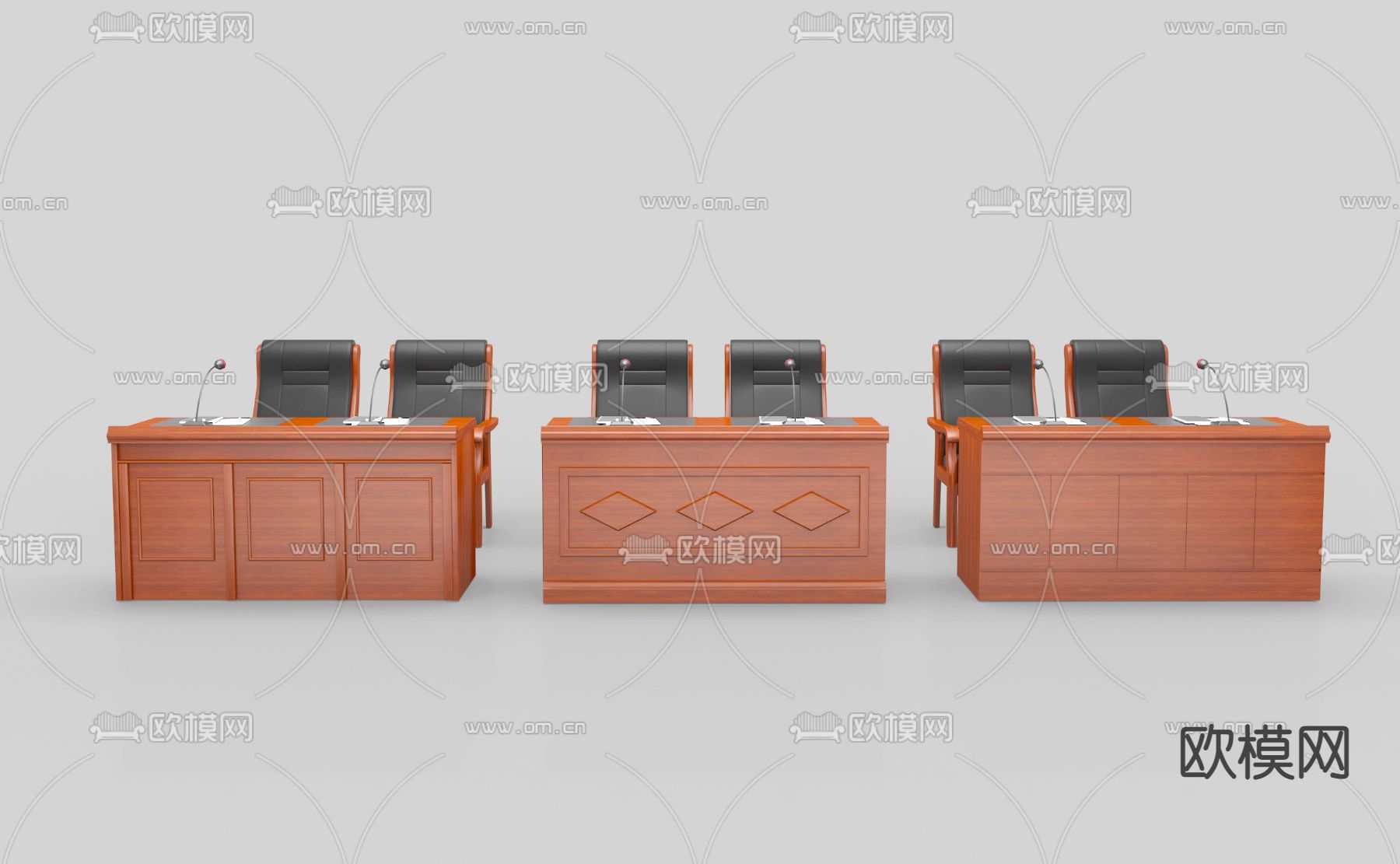 现代实木主席台办公桌椅3d模型下载_ID12098169_3dmax免费模型-欧模网