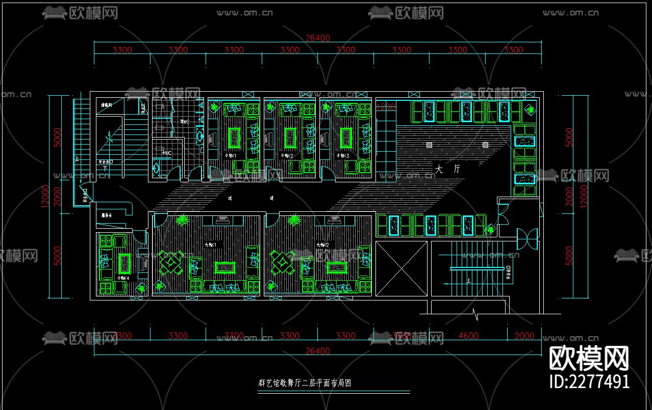 KTV包房装修cad施工图-免费3dmax模型库-欧模网