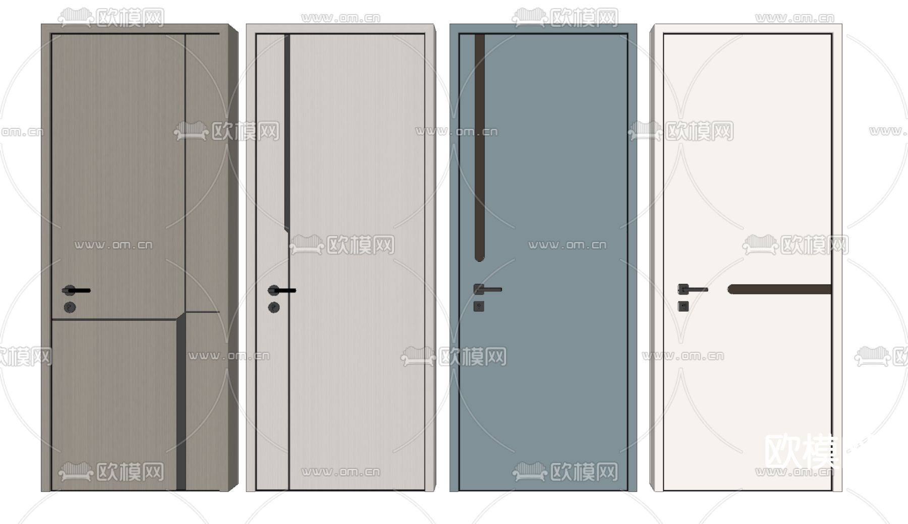 现代单开门房门su模型下载_ID：12103515_sketchup模型下载-欧模网