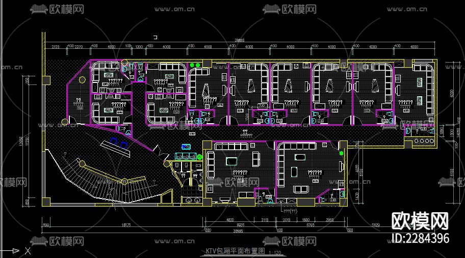 完整的KTV包厢CAD施工图-免费3dmax模型库-欧模网