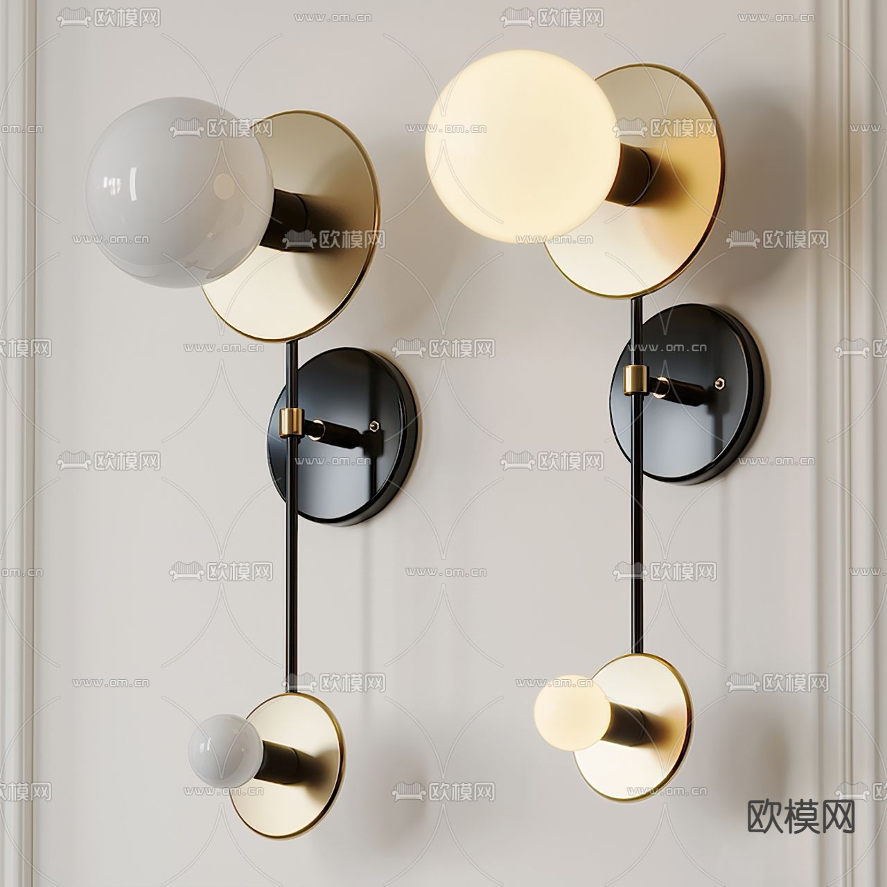 现代球形壁灯 装饰灯3d模型下载_ID12122059_3dmax免费模型-欧模网