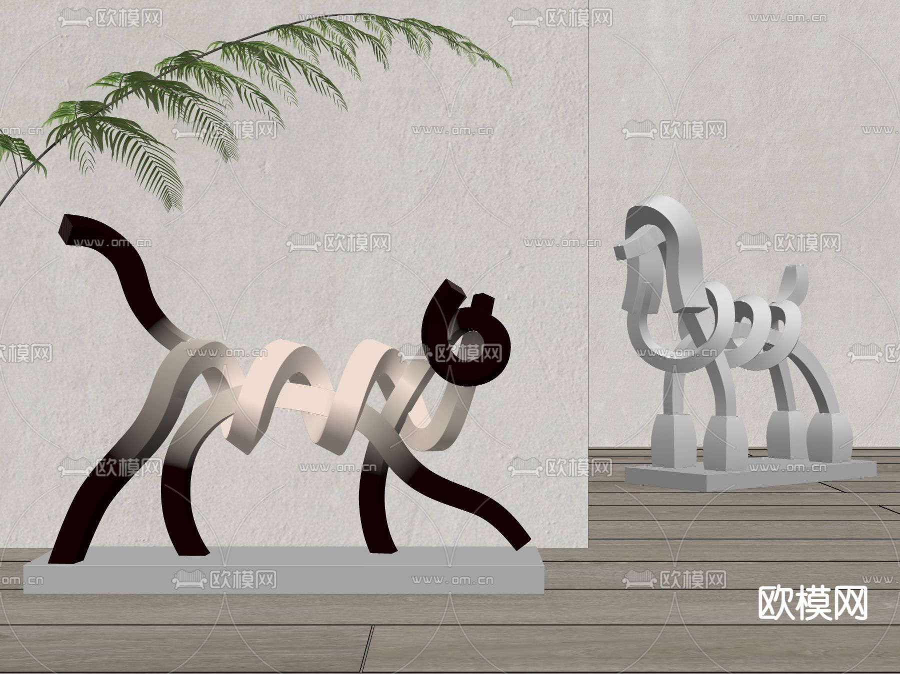 Coiled Cat 抽象猫狗雕塑su模型下载_ID12121316_sketchup模型下载-欧模网