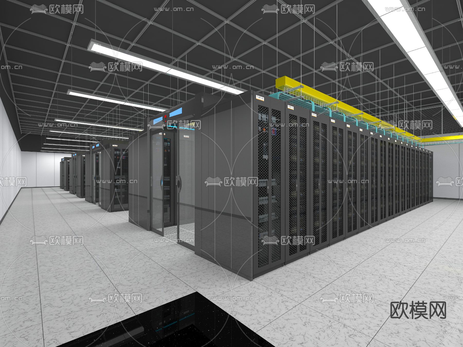现代电脑服务器机房3d模型下载_ID12118646_3dmax免费模型-欧模网