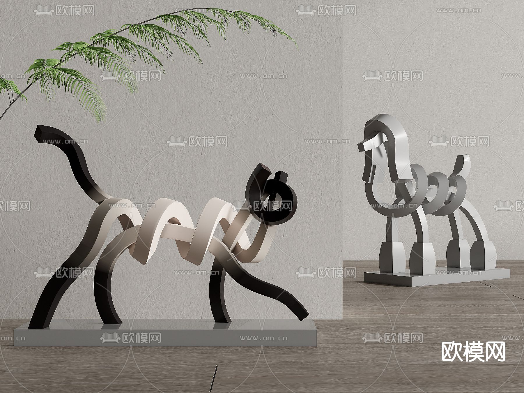 Coiled Cat 抽象猫狗雕塑su模型下载_ID12121316_sketchup模型下载-欧模网